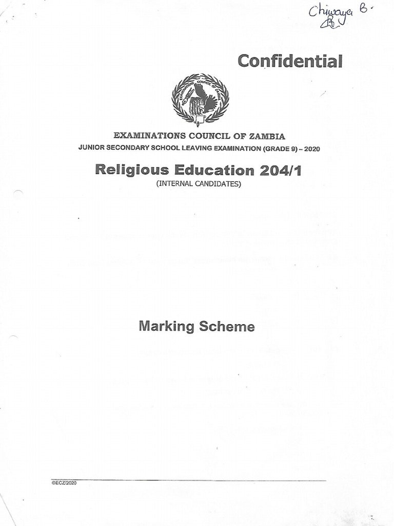 2020 RE Junior Marking Scheme | PDF