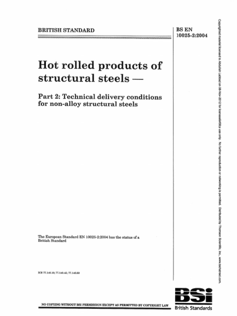 BS en 10025-2-2004 | PDF