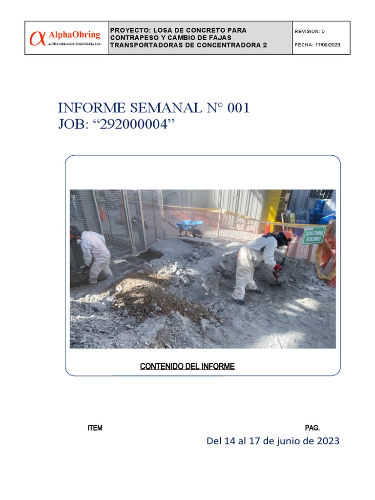 Reporte Semanal Obra Pdf