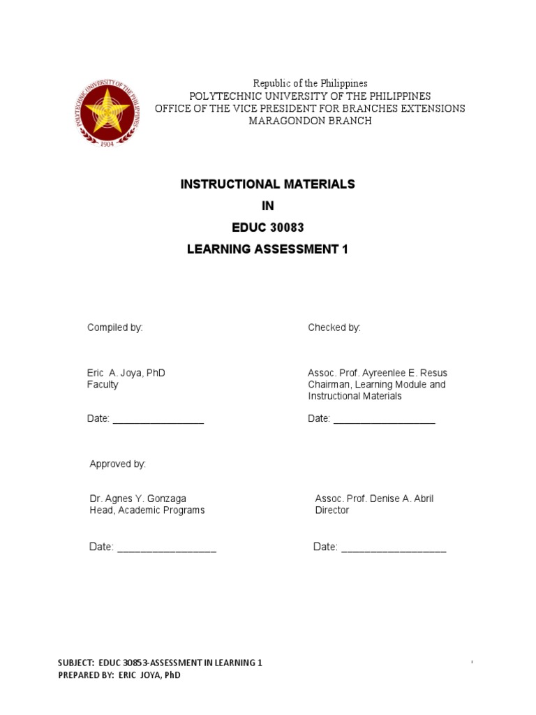 Joya-im's-educ 30083 Assessment Inlearning 1 | PDF