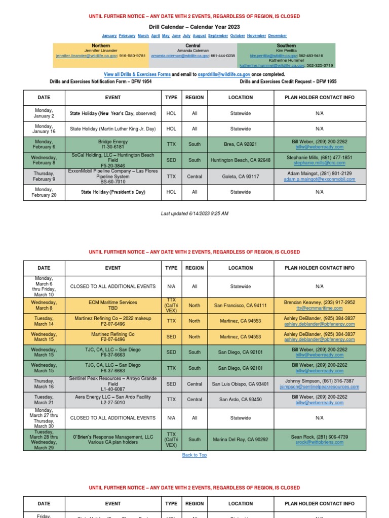 Drill Calendar 2023 | PDF