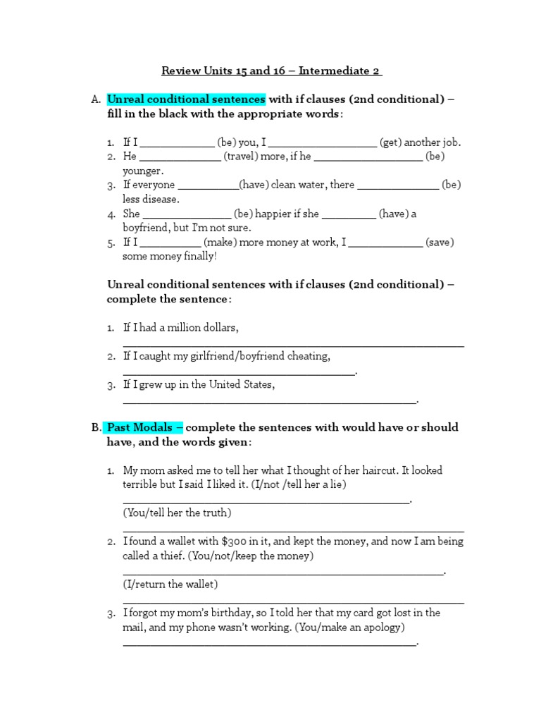 Int2 Unit 15 - 16 Review EG | PDF