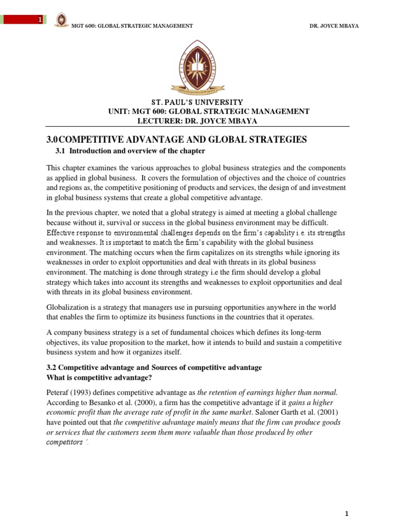 Global Strategy for Business Students | PDF | Competitive Advantage ...