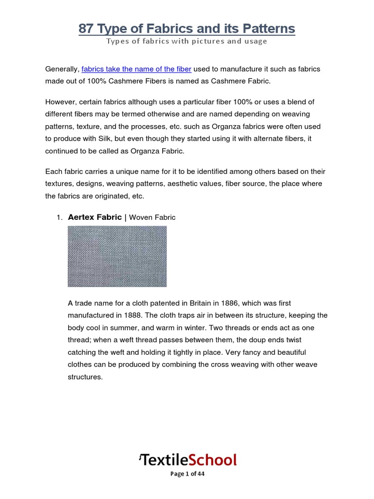 87 Type of Fabrics and Its Patterns TextileSchool.com | PDF