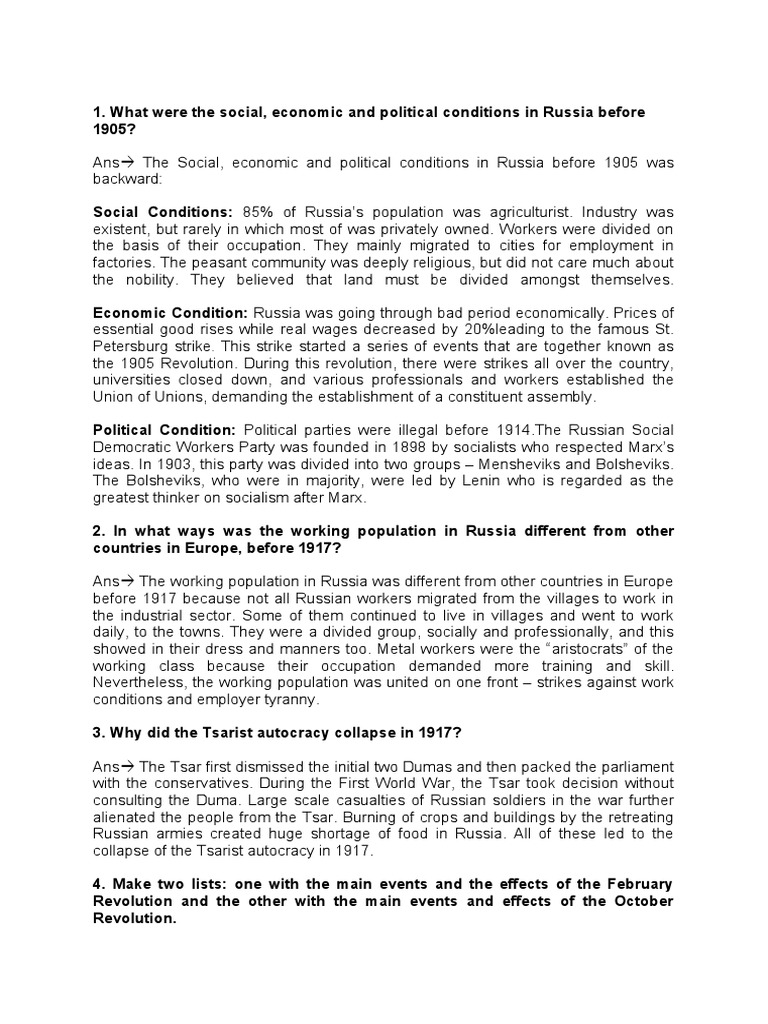 Russia's Conditions Before 1905 | PDF | Politics