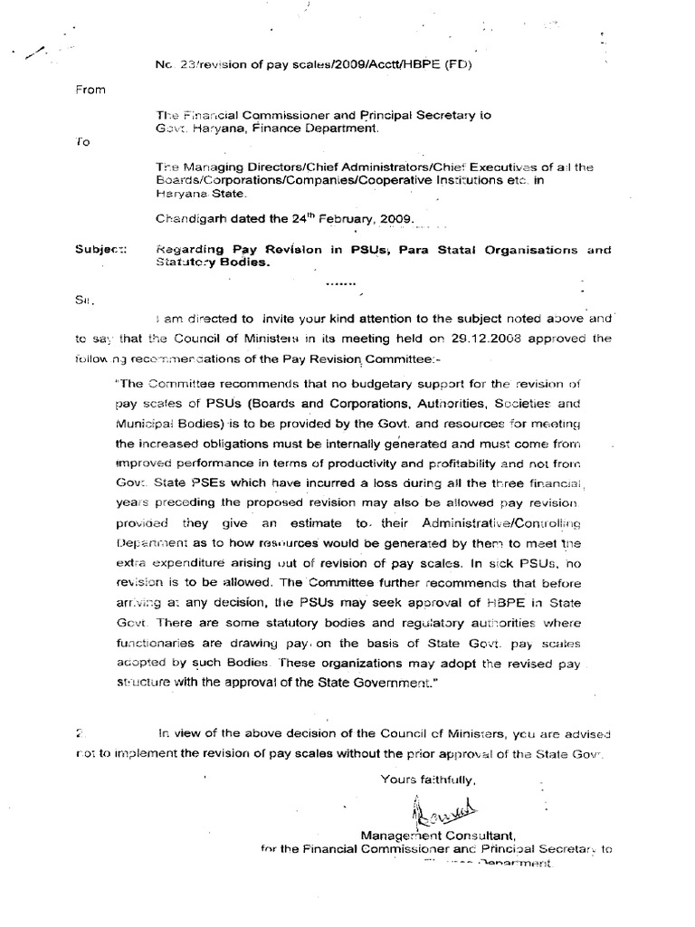 01 Haryana borard Psu letter 24.02.2009 | PDF