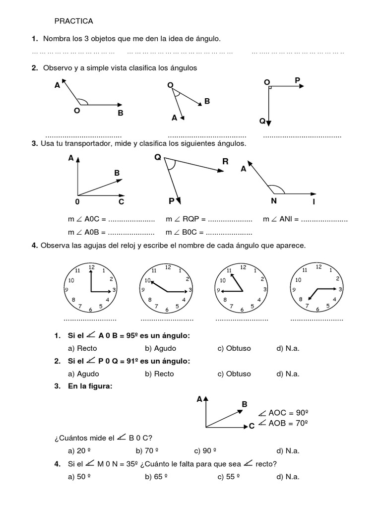 FICHA Matemática Angulos | PDF