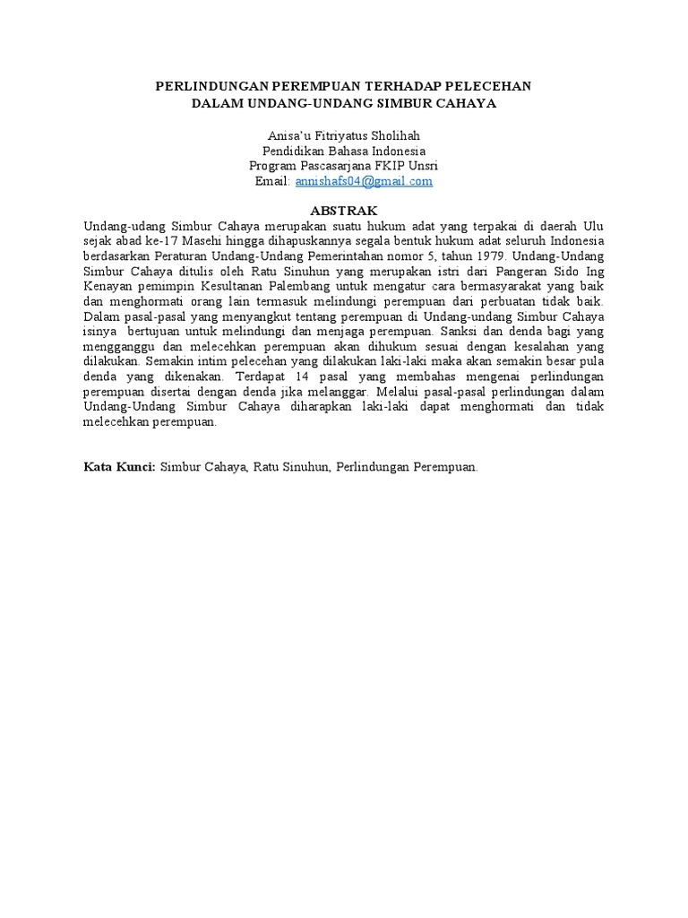 ANISA - Undang-Undang Simbur Cahaya | PDF