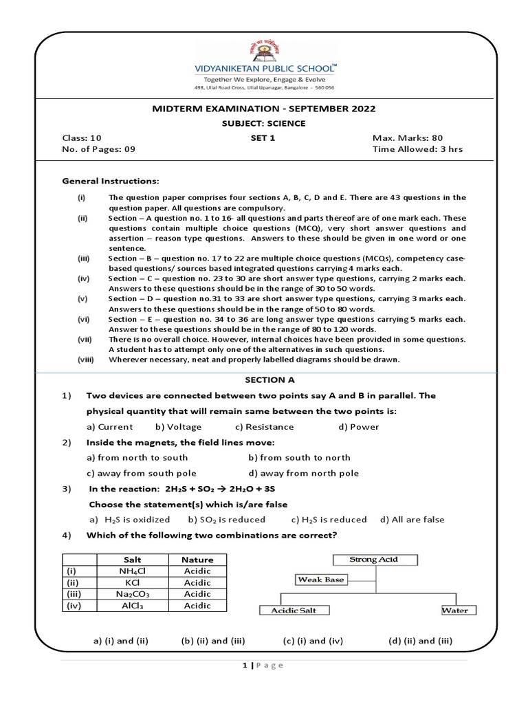 Midterm Examination - September 2022 | PDF | Stoma | Chemistry