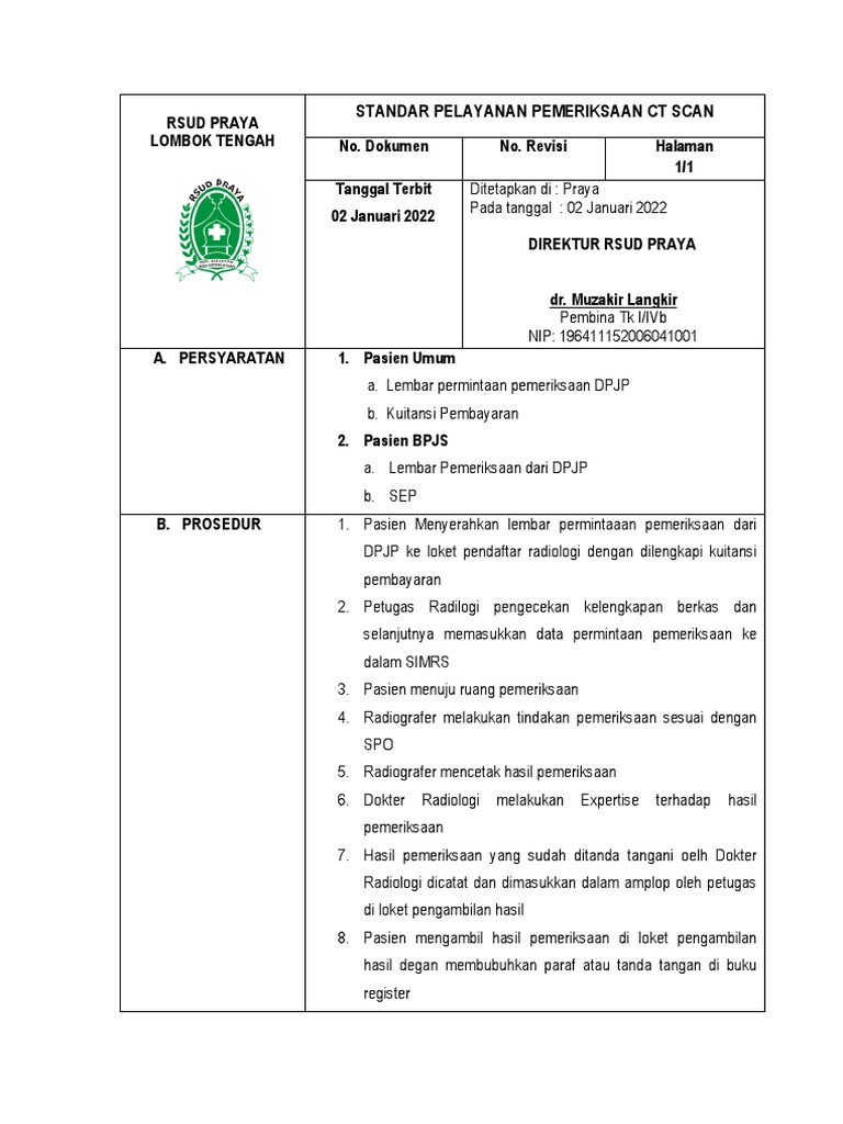 Sop CT Scan | PDF