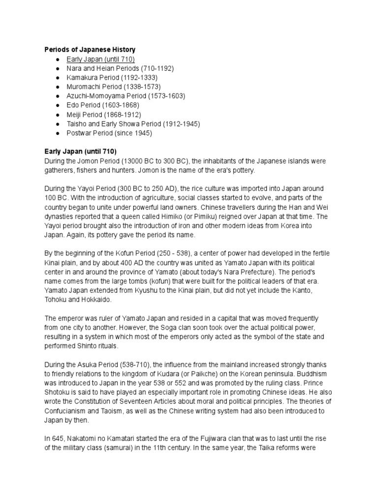 Japanese Historical Periods Overview | PDF | Northeast Asia | Asia