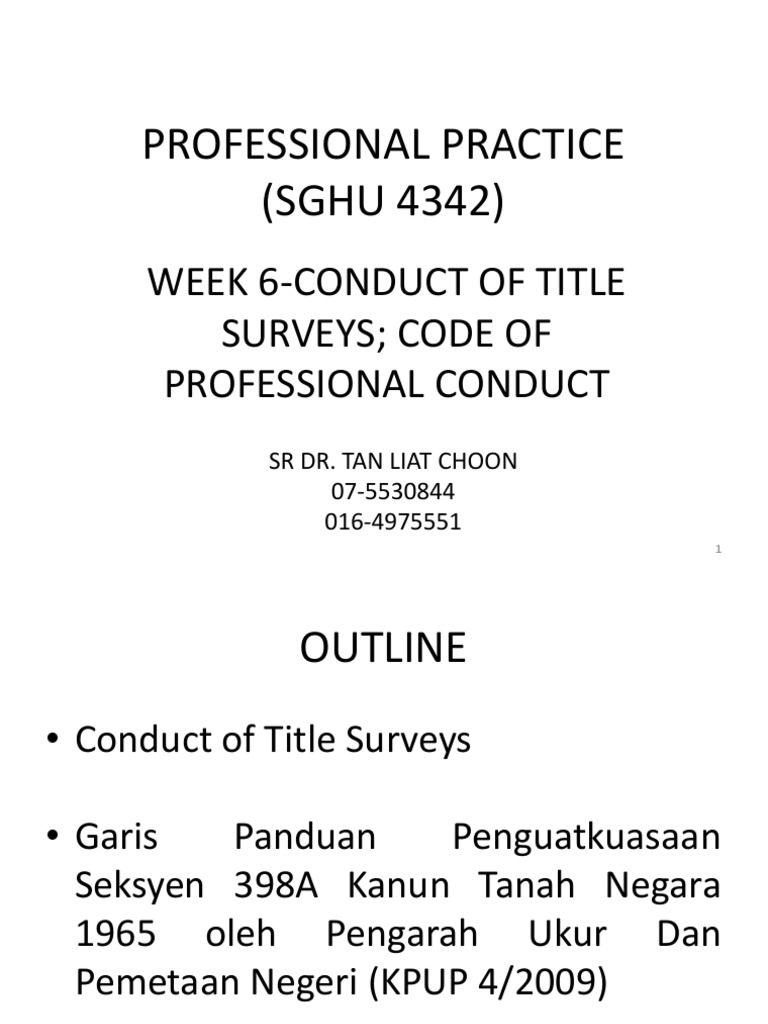 Conduct of Title Surveys Code of Professional Conduct 1 | Download Free ...