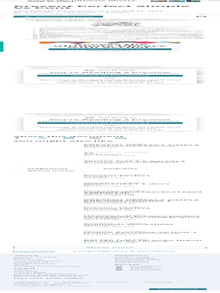 Present Perfect Simple Vs Cont PDF Linguistics Grammar | PDF