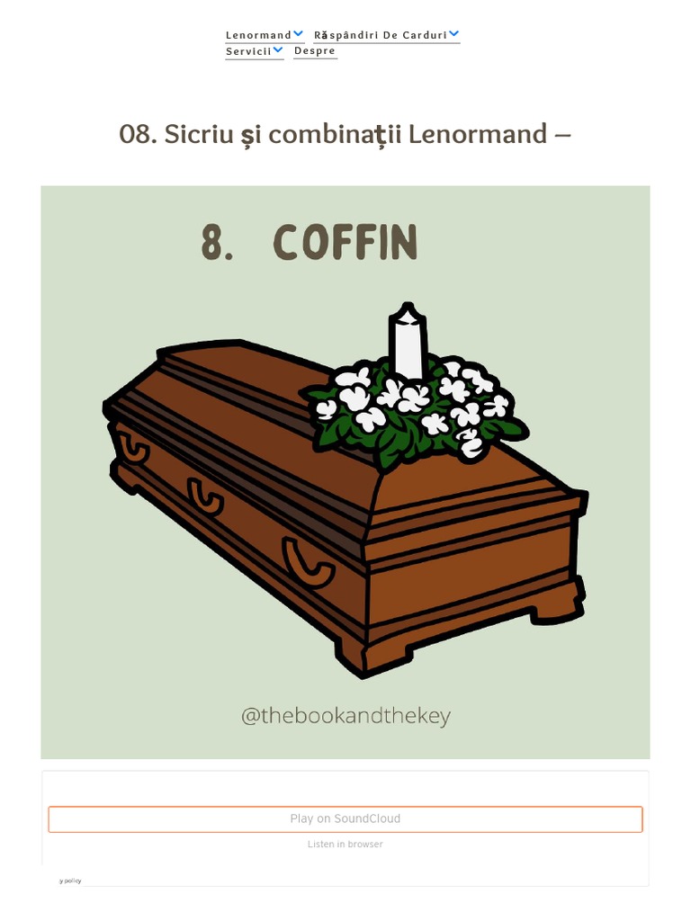 Coffin - Lenormand Meanings and Combinations - The Book and | PDF