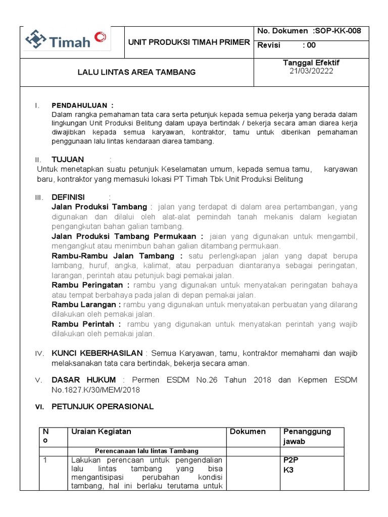SOP Lalu Lintas A2B | PDF | Teknologi & Rekayasa