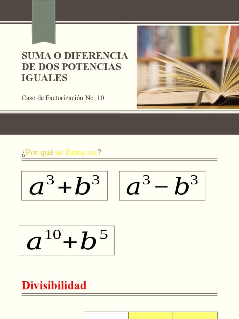 Suma o Diferencia de Dos Potencias Iguales | PDF