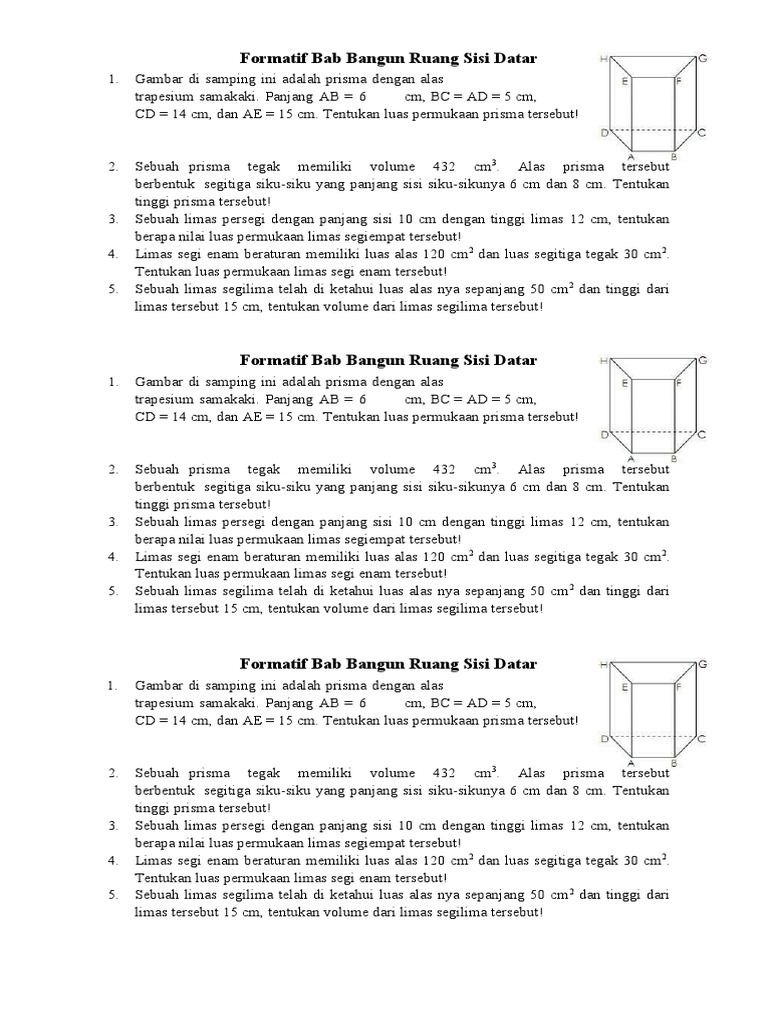 Soal Bangun Ruang Sisi Datar | PDF | Griya & Taman