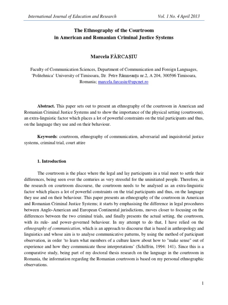 Courtroom Ethnography Analysis | PDF | Courtroom | Judge