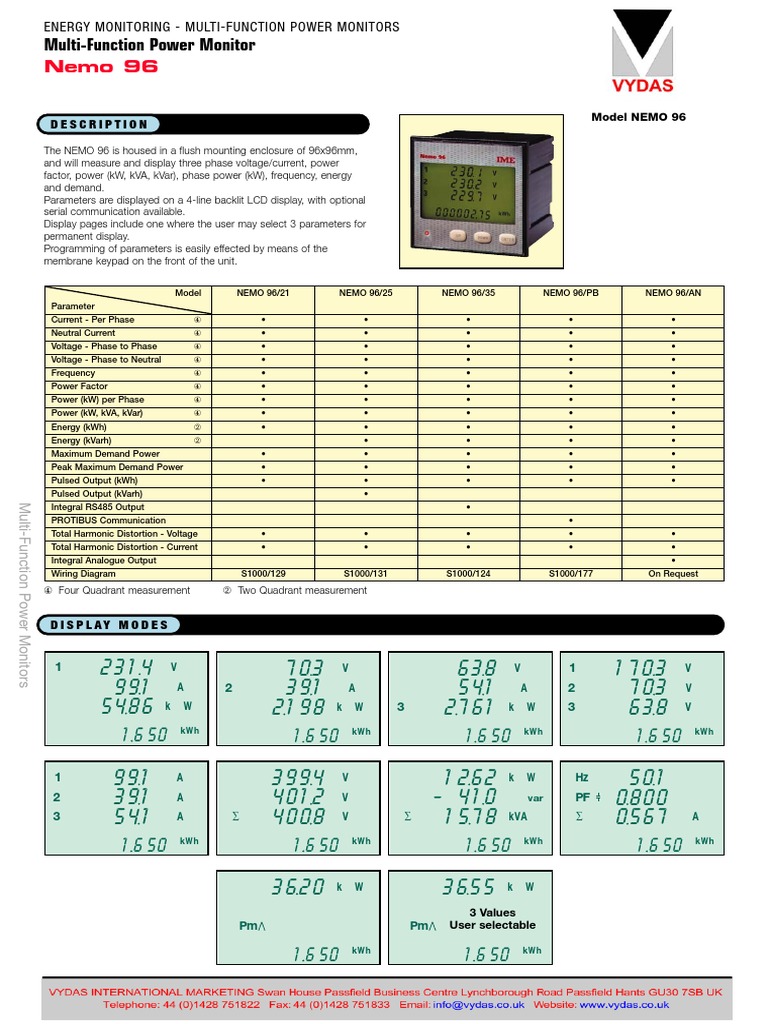 Nemo 96 Multi-Function Power Monitor | PDF | Manufactured Goods ...