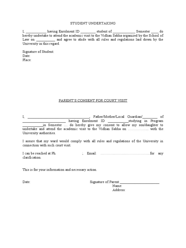 Format of Academic Visit Undertaking (1) | PDF