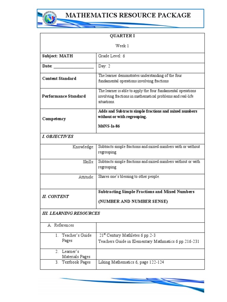Math6 Q1 Week1 Day2 | PDF