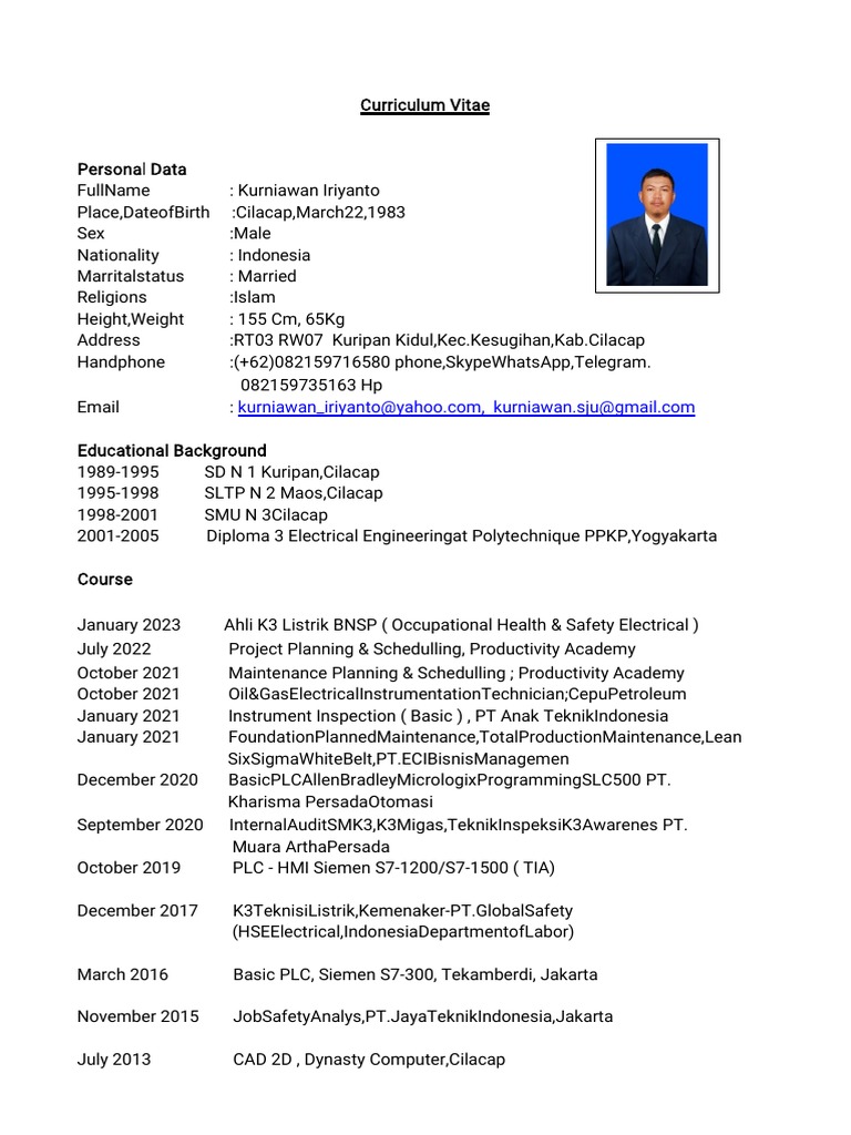 CV - Kurniawan Iriyanto, A.Md | PDF
