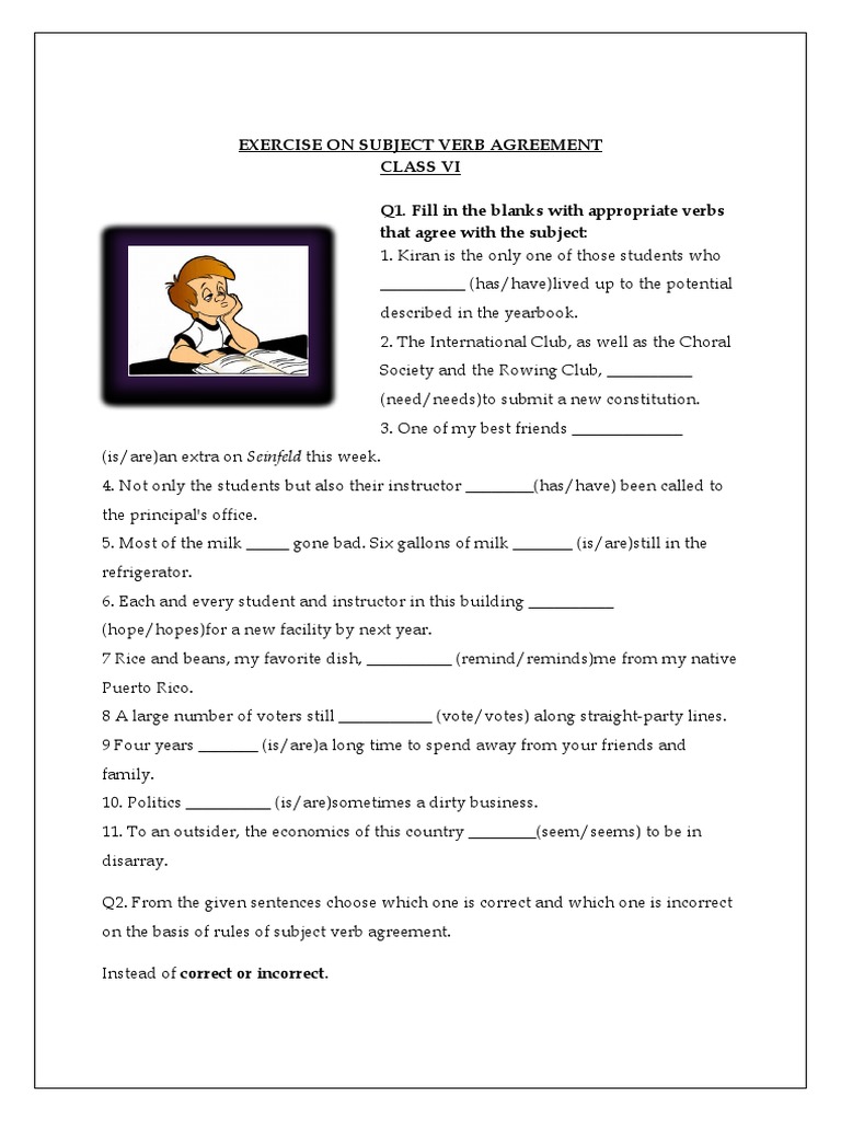 Subject-Verb Agreement & Conjunctions Exercise | PDF