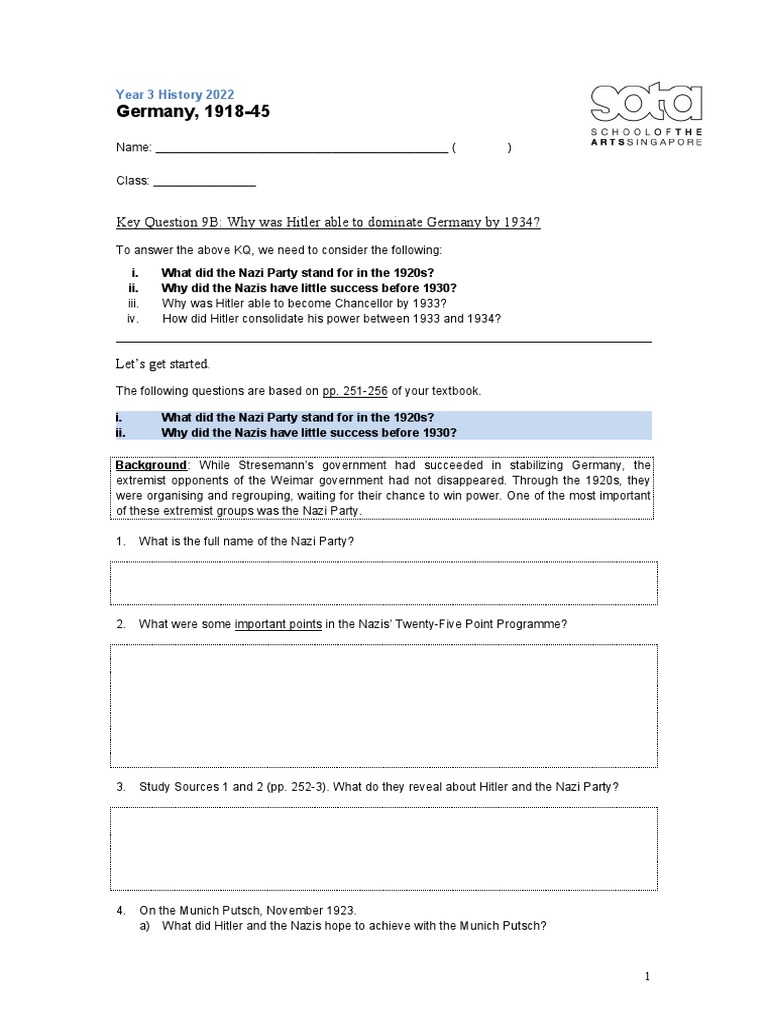 Hitler's Rise in Germany, 1918-34 | PDF | Nazi Party | Nazi Germany