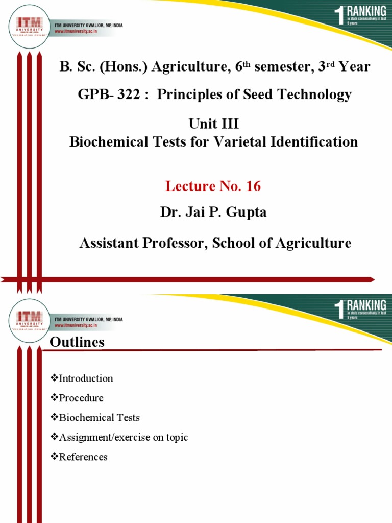 Biochemical Tests for Seed Varietal ID | PDF