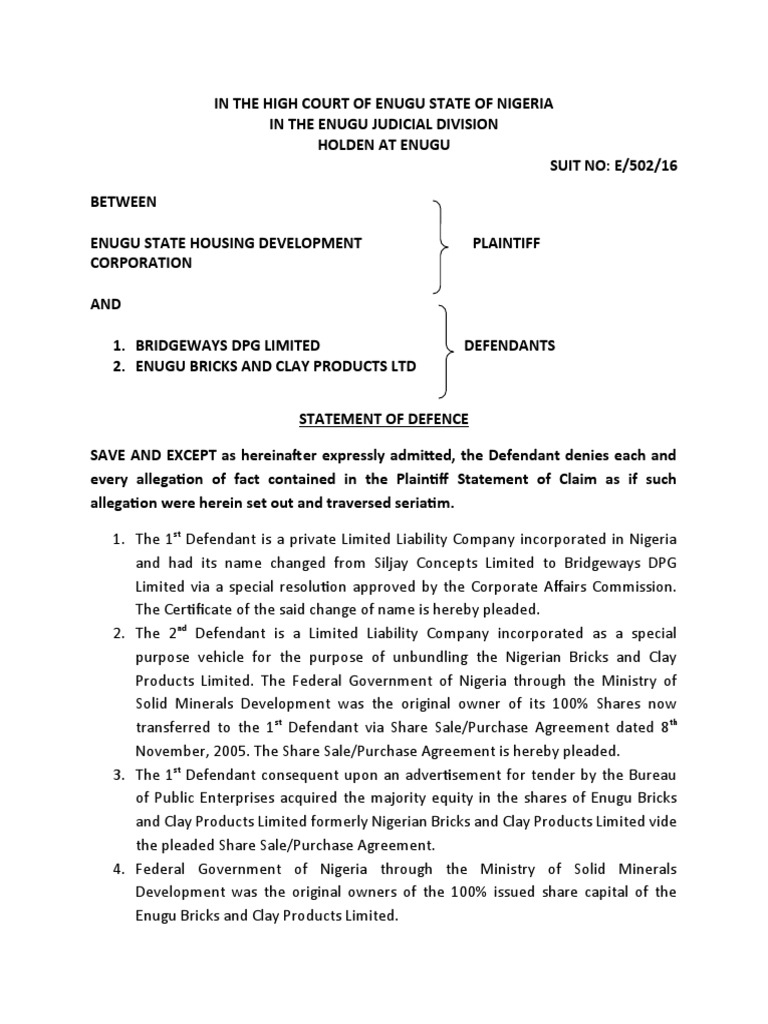 statement-of-defence-for-uche-a-pdf-lawsuit-cause-of-action