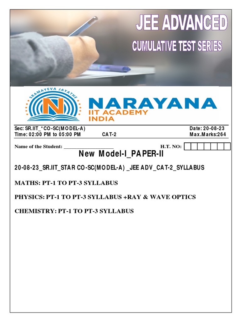 20-08-2023 SR - Star Co-Sc (Model-A) Jee Adv New Model-1 (p2) Cat-2 QP Final | PDF