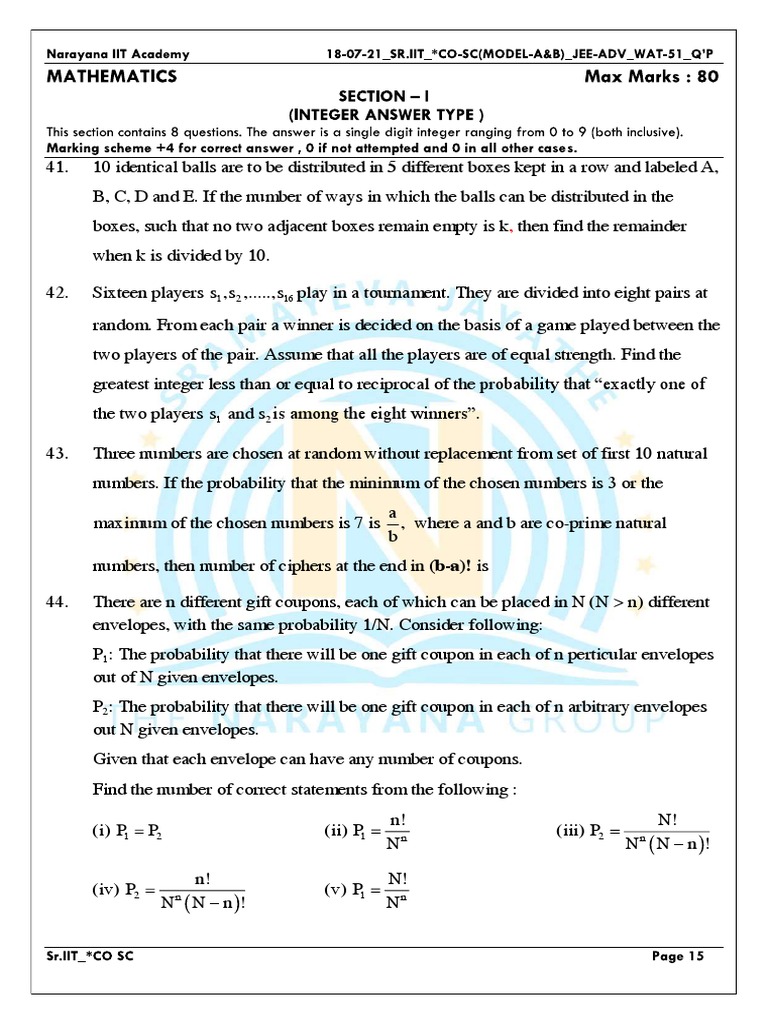 Combinatorial Probability Problems | PDF | Elementary Mathematics ...