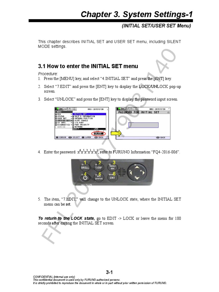 FA-170 Inital Settings Menu - 1662525230 | PDF