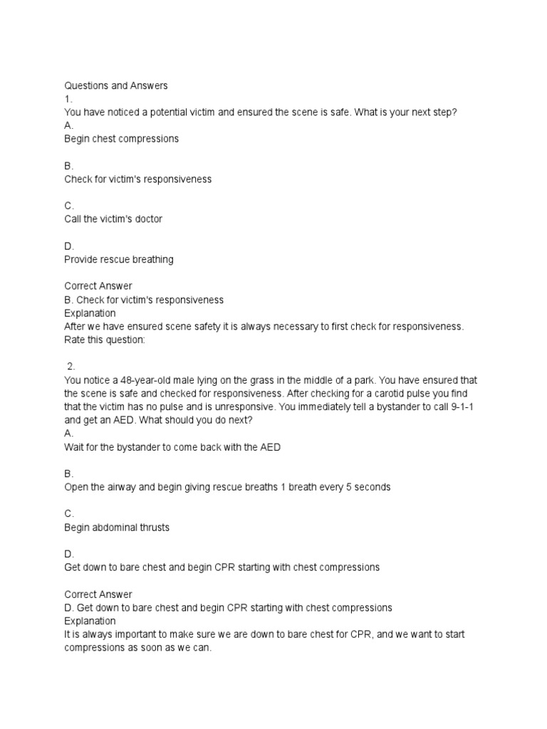 BLS MCQ | PDF | Cardiopulmonary Resuscitation | First Aid