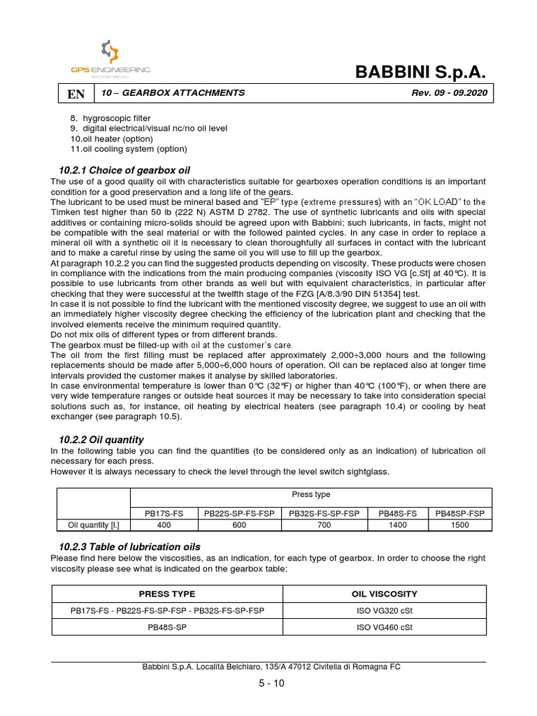 Babbini Cap10 09 092020 ENG | PDF | Lubricant | Oil