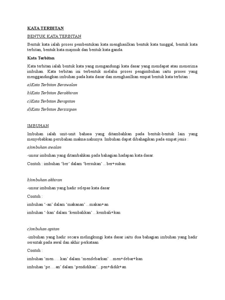 Nota Kata Terbitan | PDF