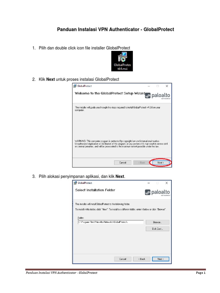 Panduan Instalasi Global Protect | PDF