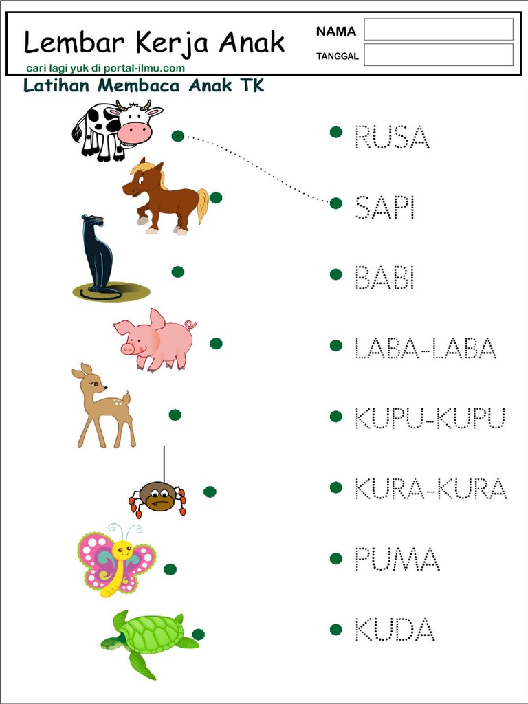 LKA Membaca Anak TK Hewan | PDF