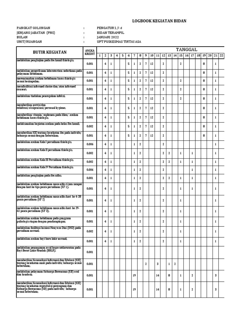 Logbook Bidan Terampil Fifit | PDF