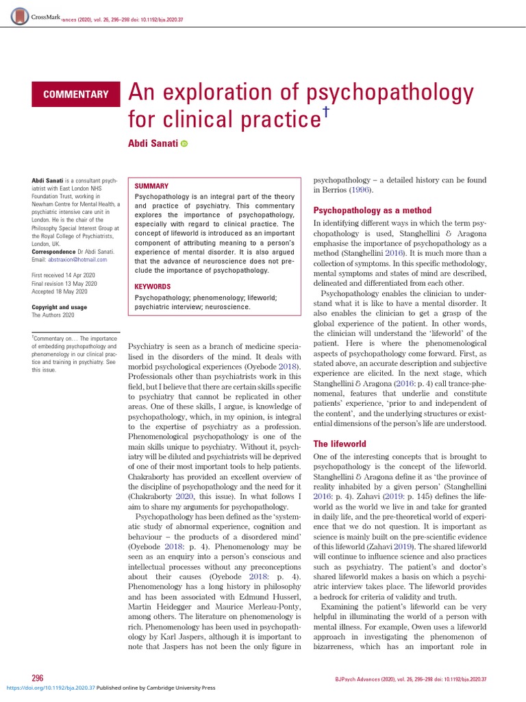 An Exploration of Psychopathology For Clinical Practice | PDF | Career ...
