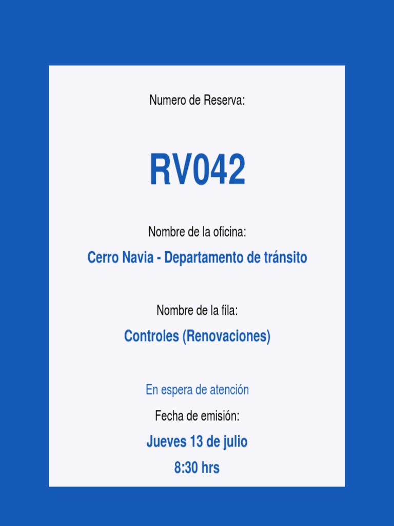 Reserva RV042 | PDF