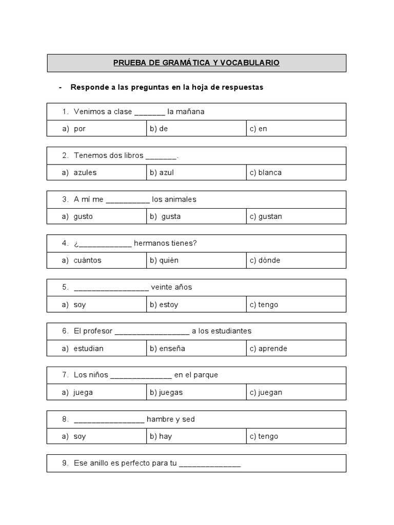 Prueba de Nivel | PDF