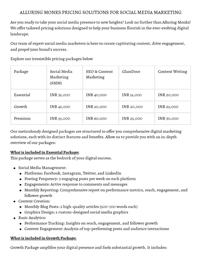 Alluring Monks Pricing Solutions | PDF