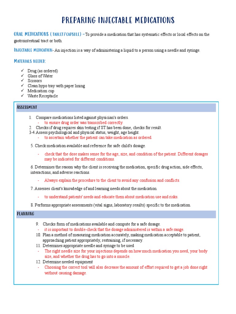 Preparing Injectable Medications | PDF