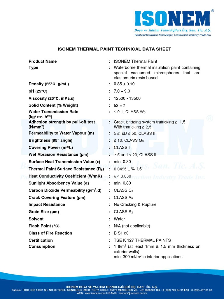 Fisa tehnica vopsea ISONEM THERMAL PAINT | PDF