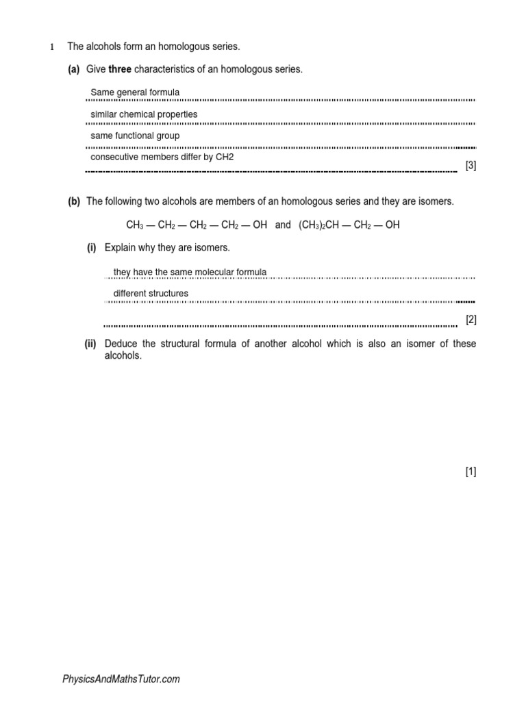 Alcohols & Carboxylic Acids 1 QP | PDF | Ester | Ethanol