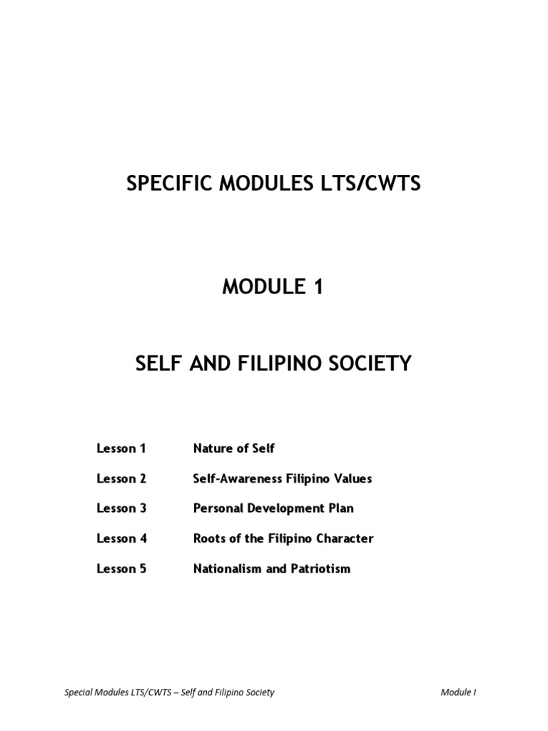 CWTS-LTS-Specific-Module-1-Self-and-Filipino-Society-Specific-Module | PDF | Consciousness ...