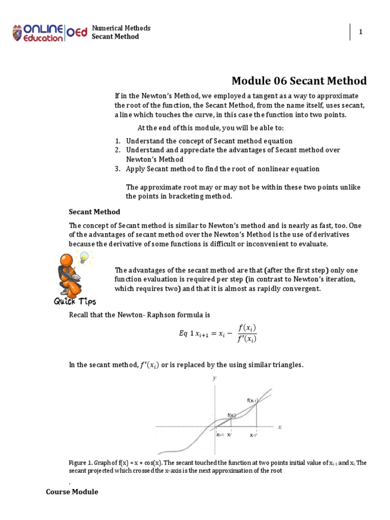 W7 Lesson 5 - Secant Method - Module | PDF | Trigonometric Functions ...