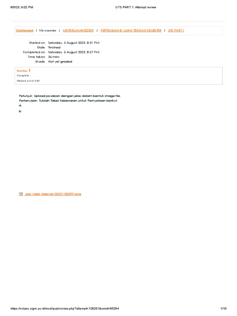 UTS PART 1 - Attempt Review | PDF