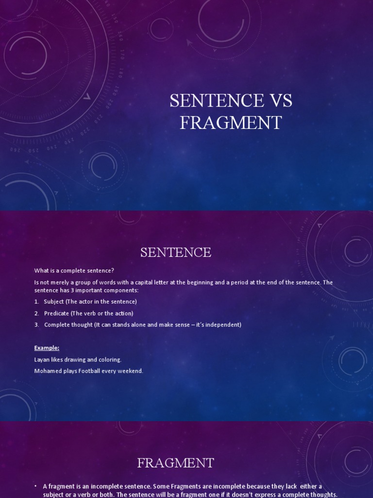 Sentence Vs Fragment | PDF